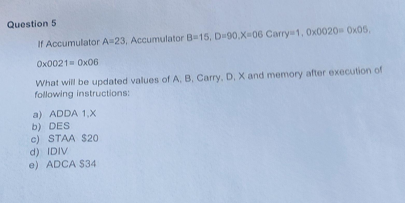 Solved Question 5f Accumulator A=23, ﻿Accumulator | Chegg.com