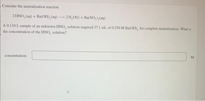 Solved Consider the neutralization reaction | Chegg.com
