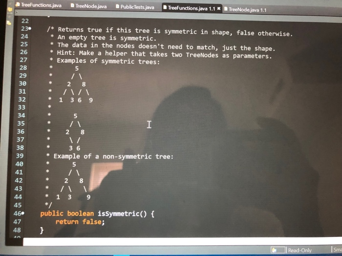 Solved TreeFunctions.java TreeNodejava D PublicTests.java | Chegg.com