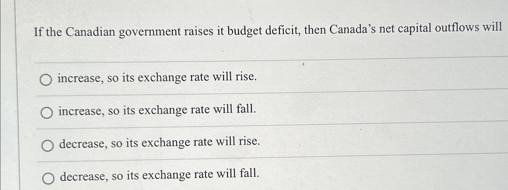 Solved If the Canadian government raises it budget deficit, | Chegg.com
