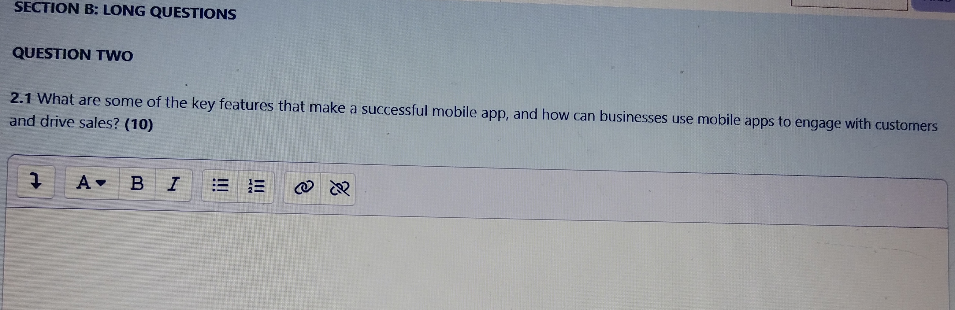 Solved SECTION B: LONG QUESTIONSQUESTION TWO2.1 ﻿What are | Chegg.com