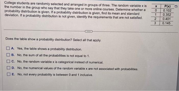 Solved College students are randomly selected and arranged | Chegg.com