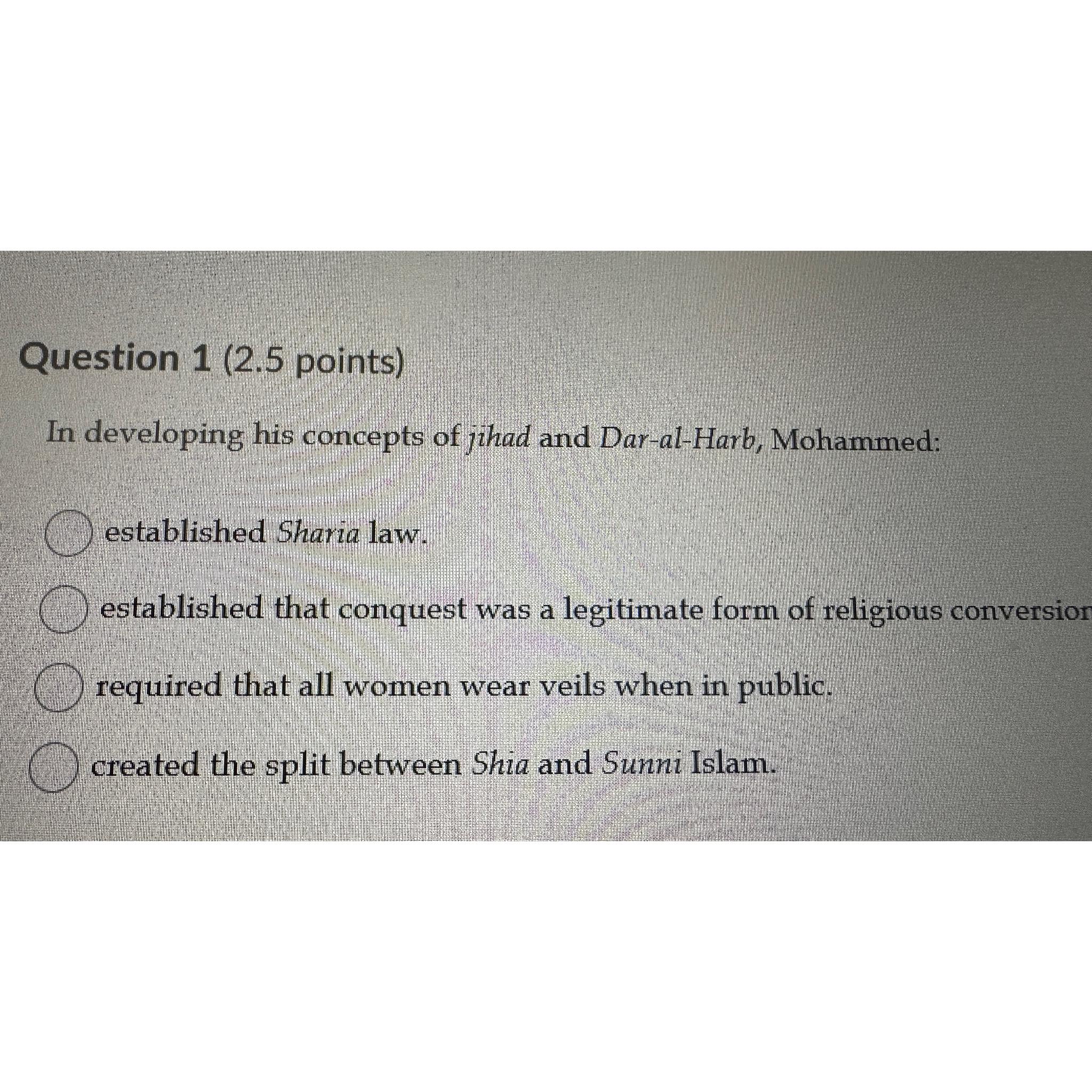 Question 1 (2.5 ﻿points)In developing his concepts of | Chegg.com