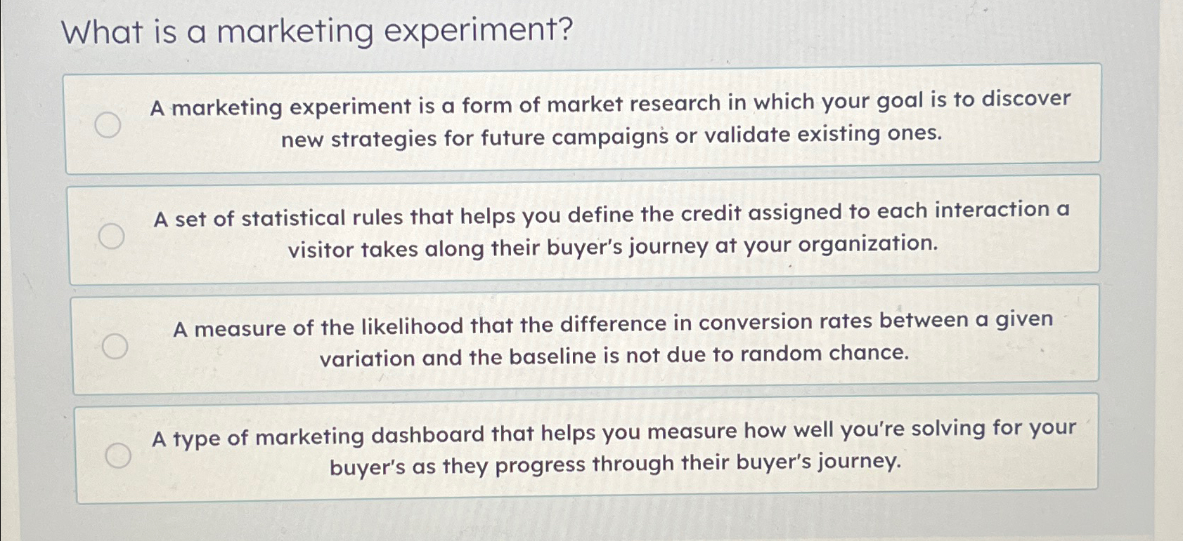 Solved What is a marketing experiment?A marketing experiment | Chegg.com