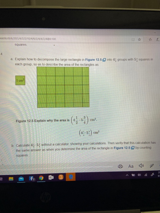 Solved a. explain how to decompose the large rectangle into | Chegg.com