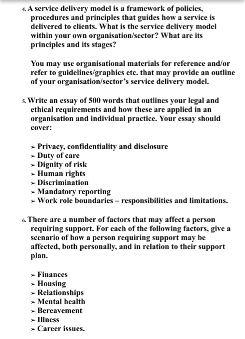 Solved 4. A service delivery model is a framework of | Chegg.com