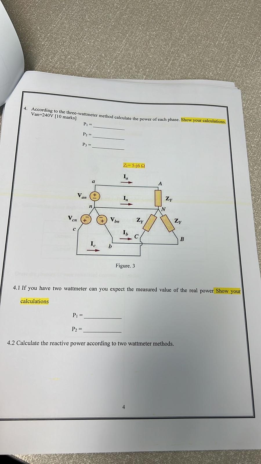 Solved According to the three-wattmeter method calculate the | Chegg.com