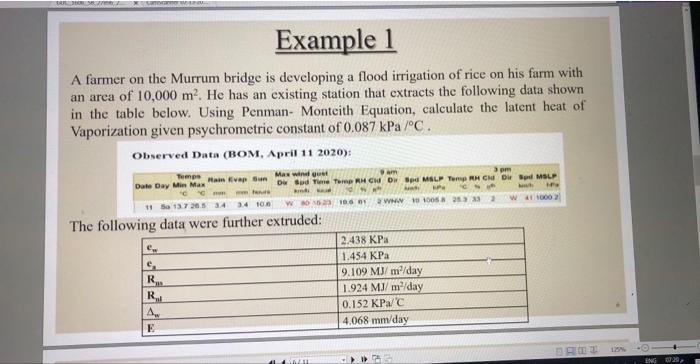 A farmer on the Murrum bridge is developing a flood | Chegg.com