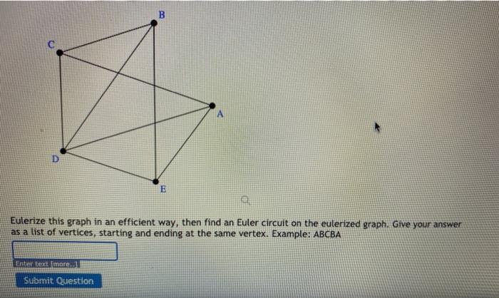 Solved B E 2 Euterize This Graph In An Efficient Way Then 