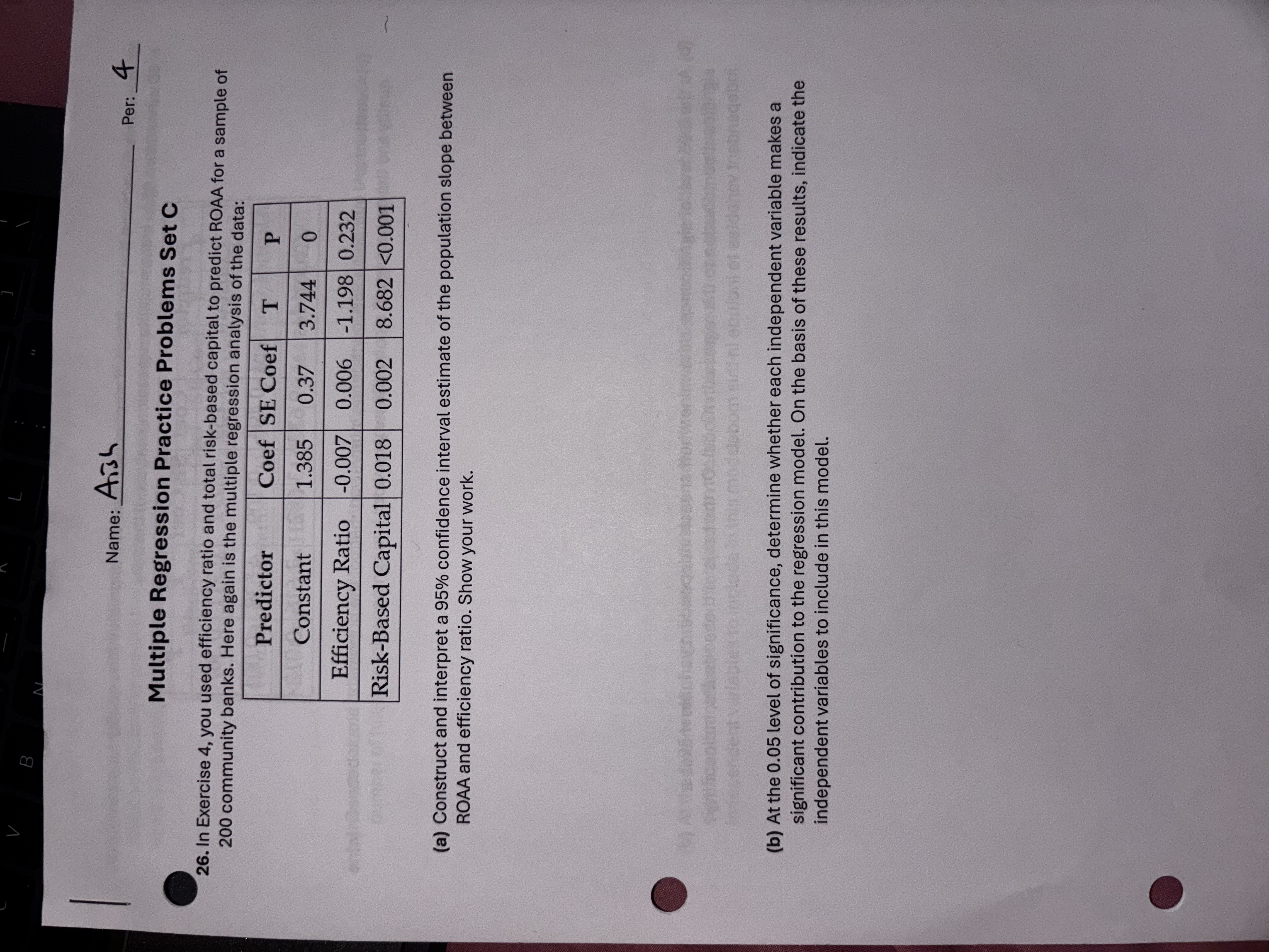 Solved Multiple Regression Practice Problems Set C In | Chegg.com