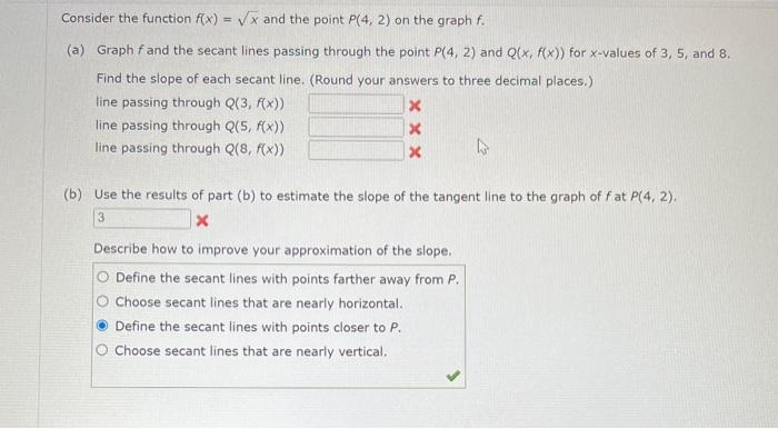 Solved Consider the function f(x)=x and the point P(4,2) on | Chegg.com
