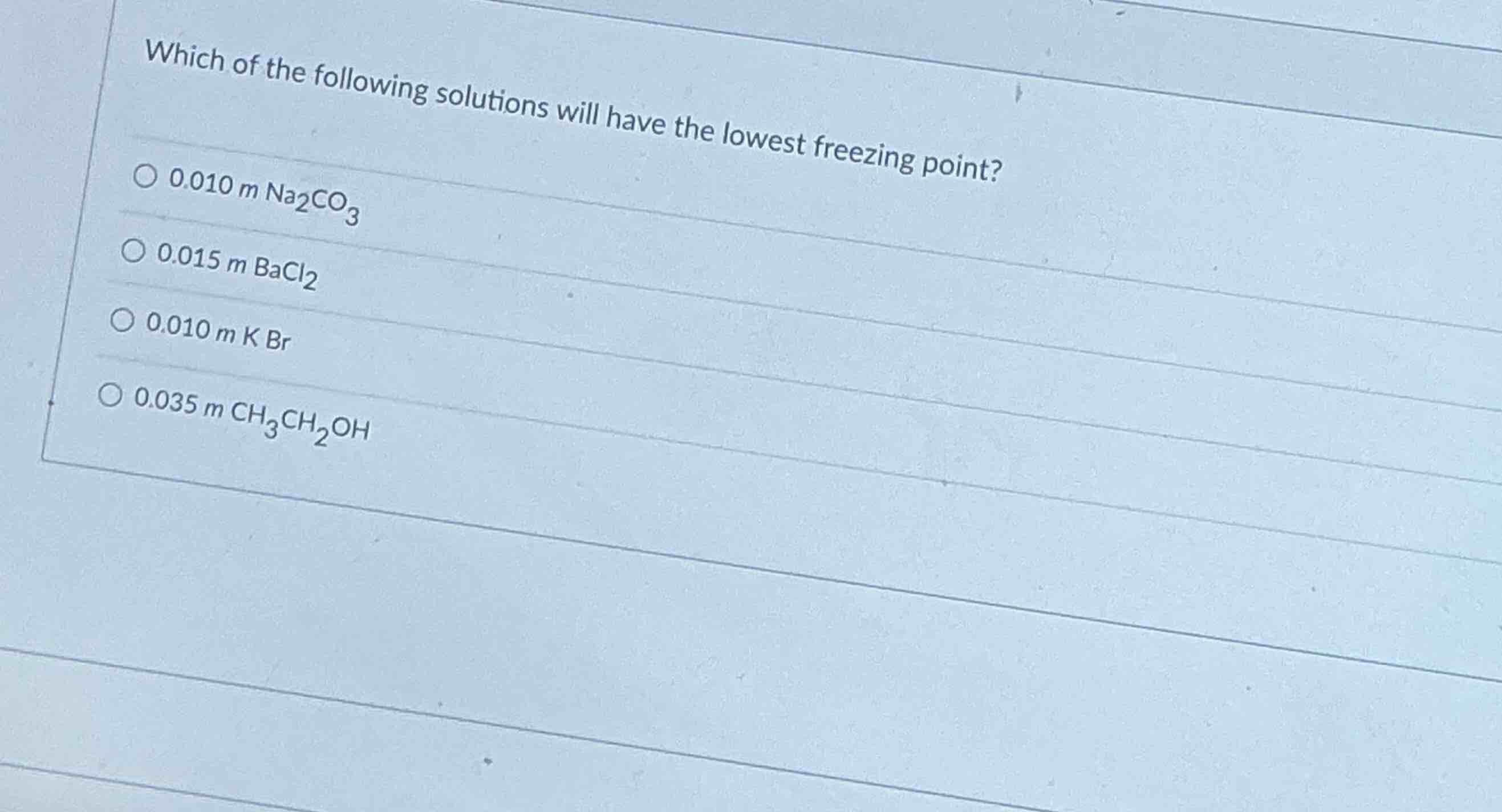 Solved Which of ﻿the following solutions will have the | Chegg.com