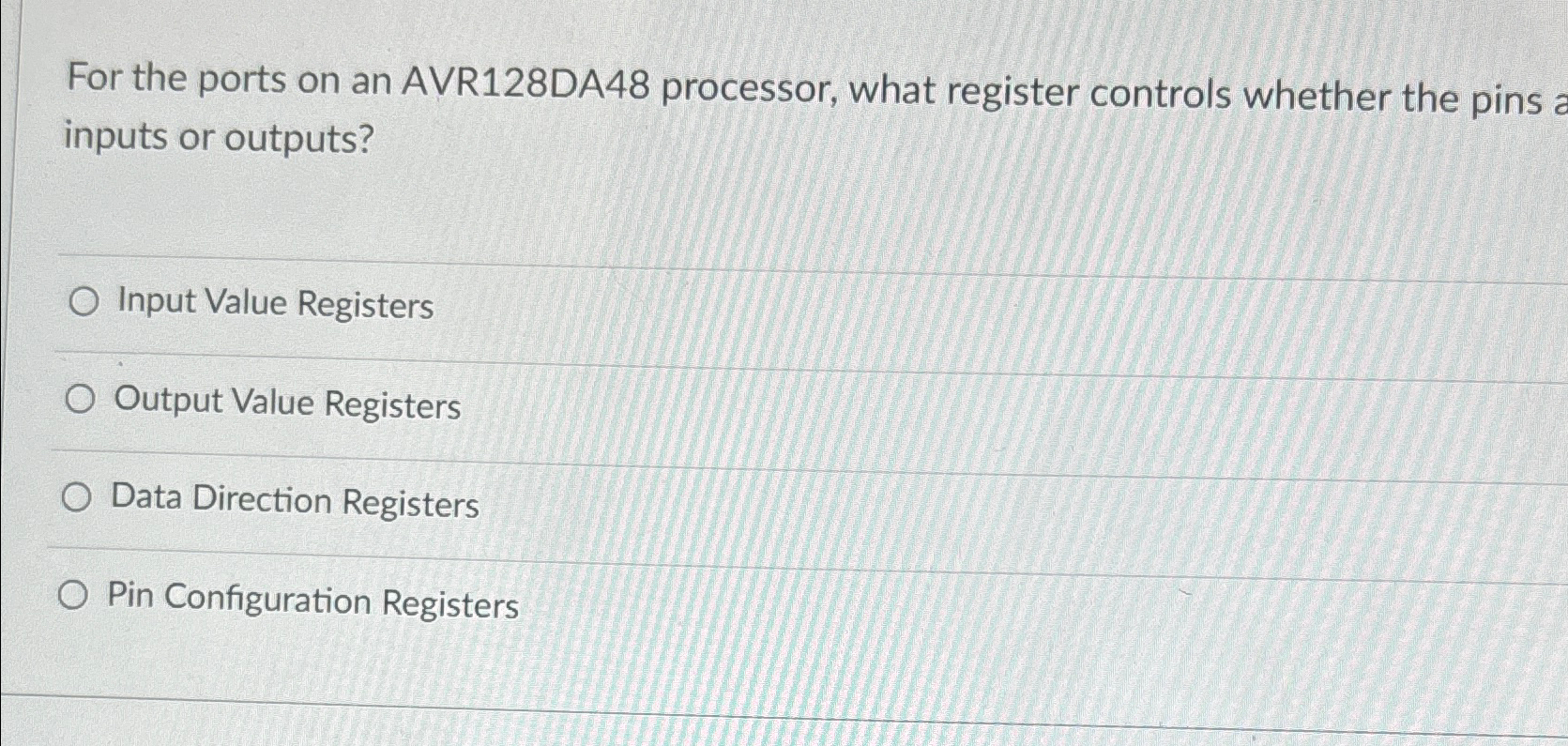 Solved For the ports on an AVR128DA48 ﻿processor, what | Chegg.com