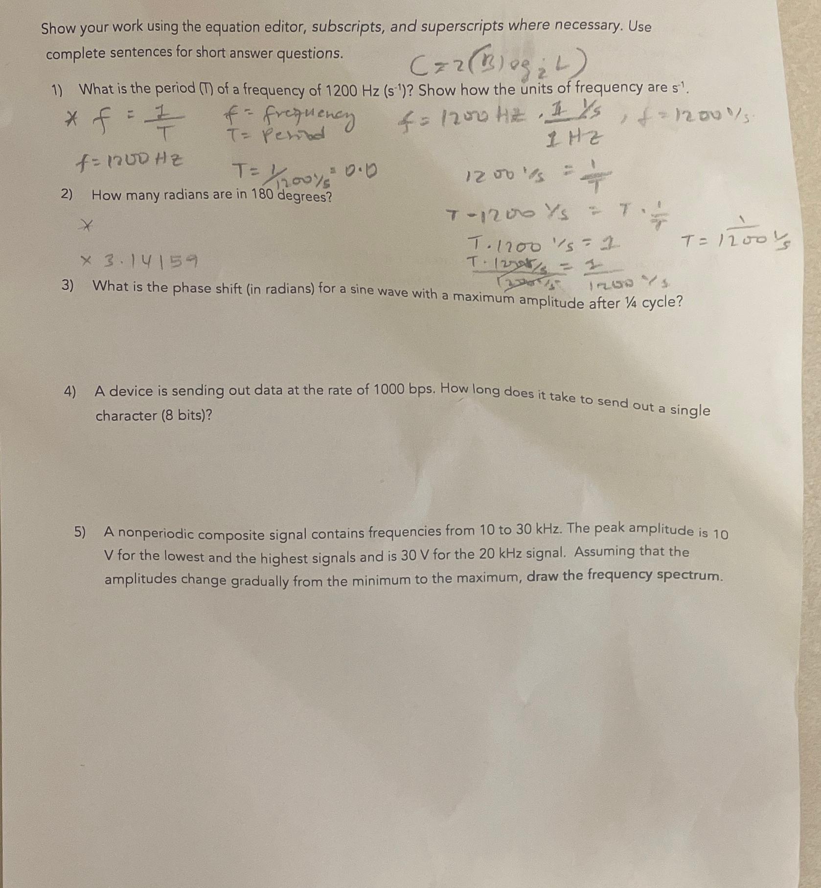Solved Show your work using the equation editor, subscripts, | Chegg.com