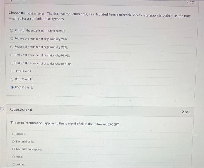 Solved chose the best answer. The decimal reduction time, as | Chegg.com