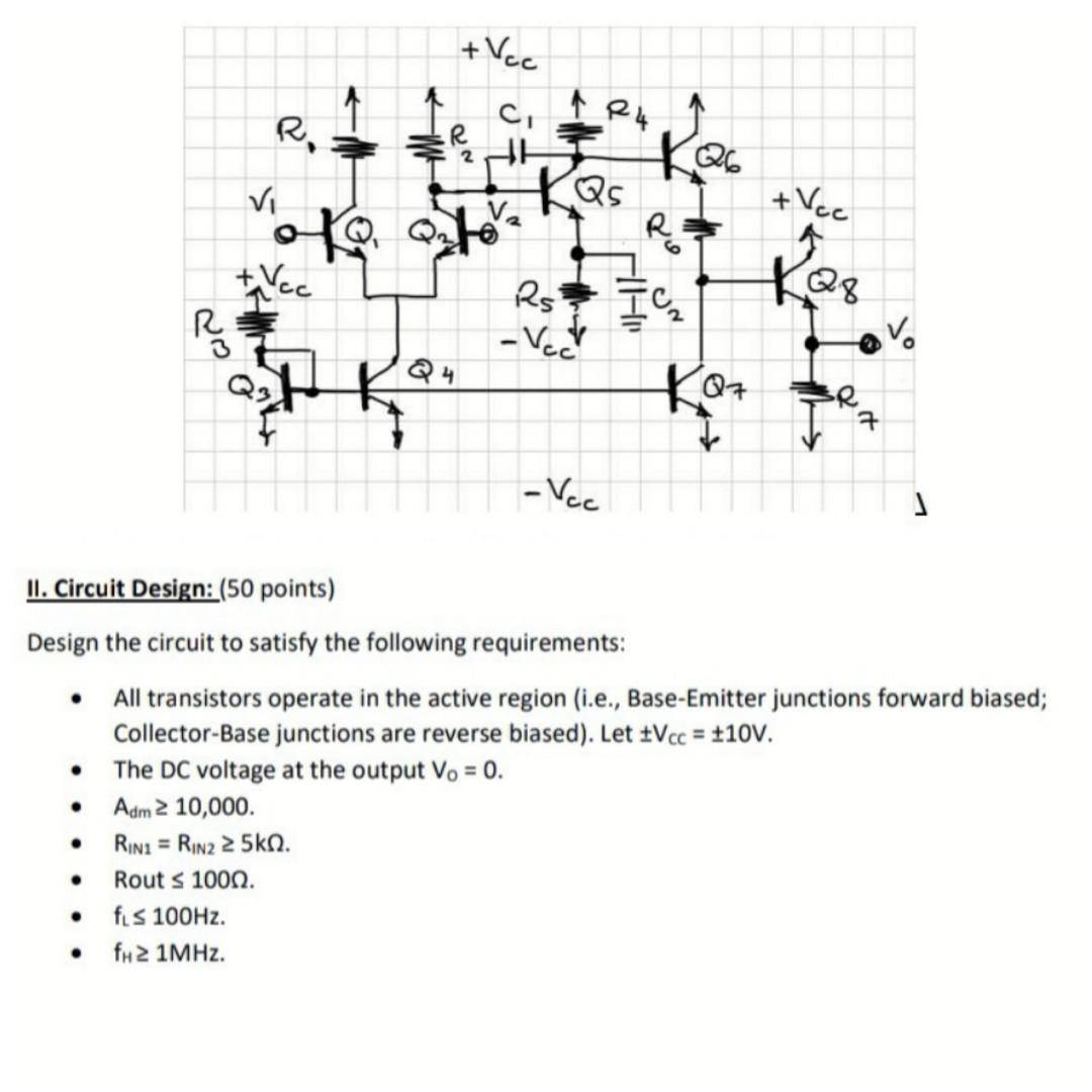 Solved Design the circuit to satisfy the following | Chegg.com