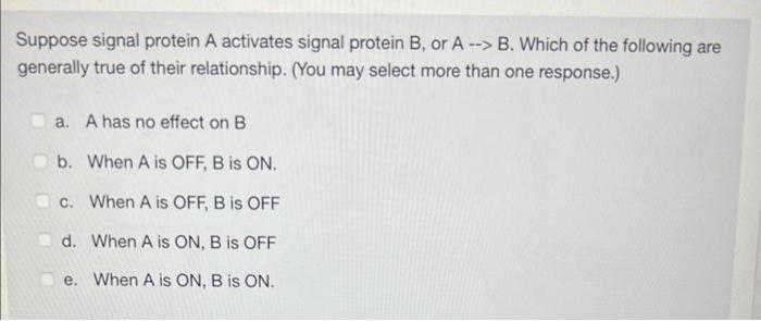 Solved Suppose signal protein A activates signal protein B, | Chegg.com Solved Suppose signal protein A activates signal protein B, | Chegg.com
