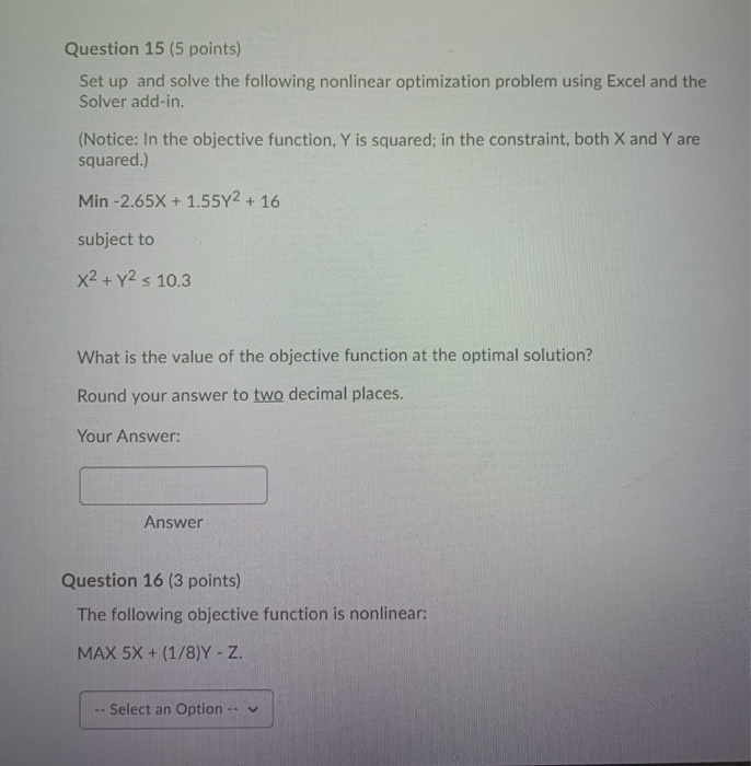 Solved Question 15 (5 points) Set up and solve the following | Chegg.com