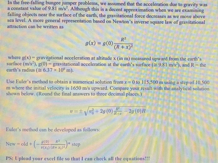 Solved a In the free-falling bungee jumper problems, we | Chegg.com