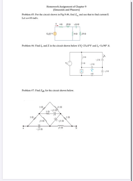 Solved Homework Assignment of Chapter 9 (Sinusoids and | Chegg.com