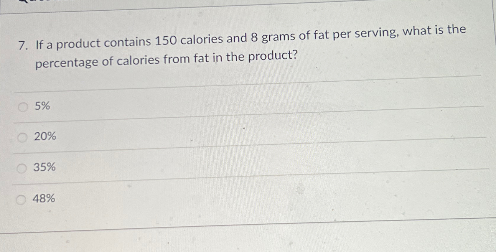 Solved If a product contains 150 ﻿calories and 8 ﻿grams of | Chegg.com