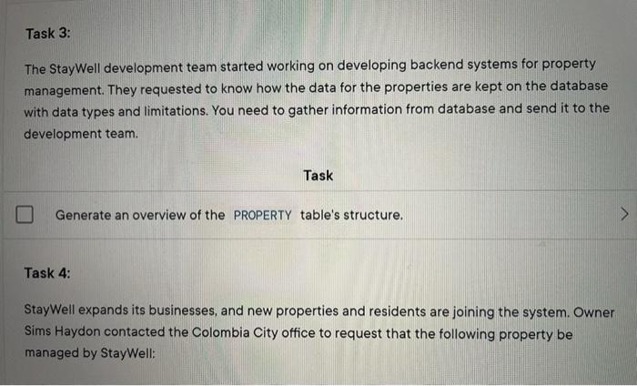 Solved 1 Task 1: Stay Well manages the owner information | Chegg.com