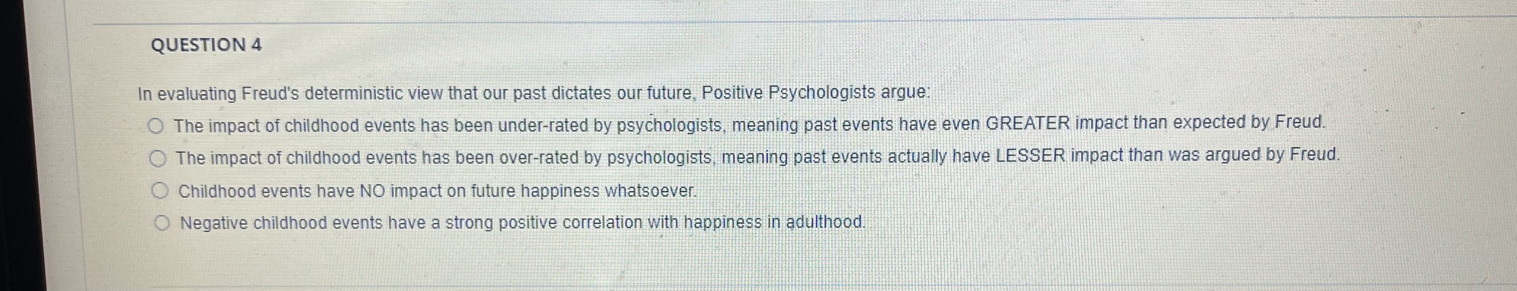 Solved QUESTION 4In evaluating Freud's deterministic view | Chegg.com