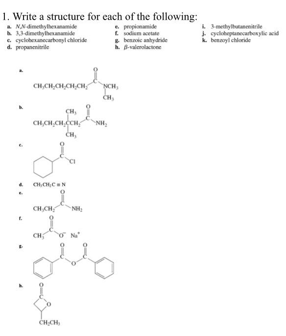 Solved 1. Write a structure for each of the following: a. | Chegg.com