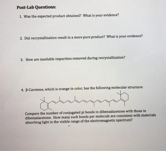 Solved Dibenzalacetone Synthesis and Recrystallization | Chegg.com