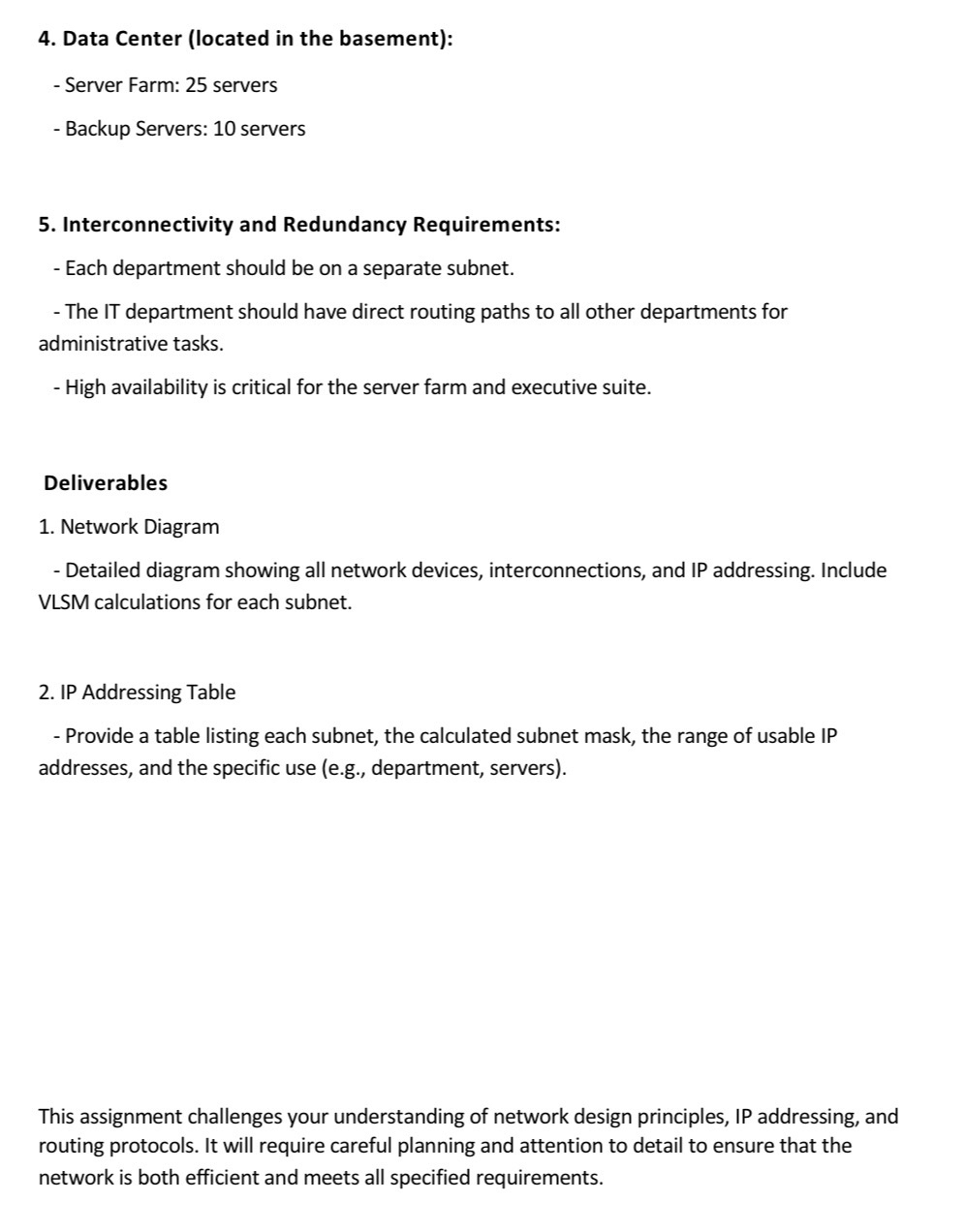 Solved Network Design Assignment: Enterprise Network | Chegg.com