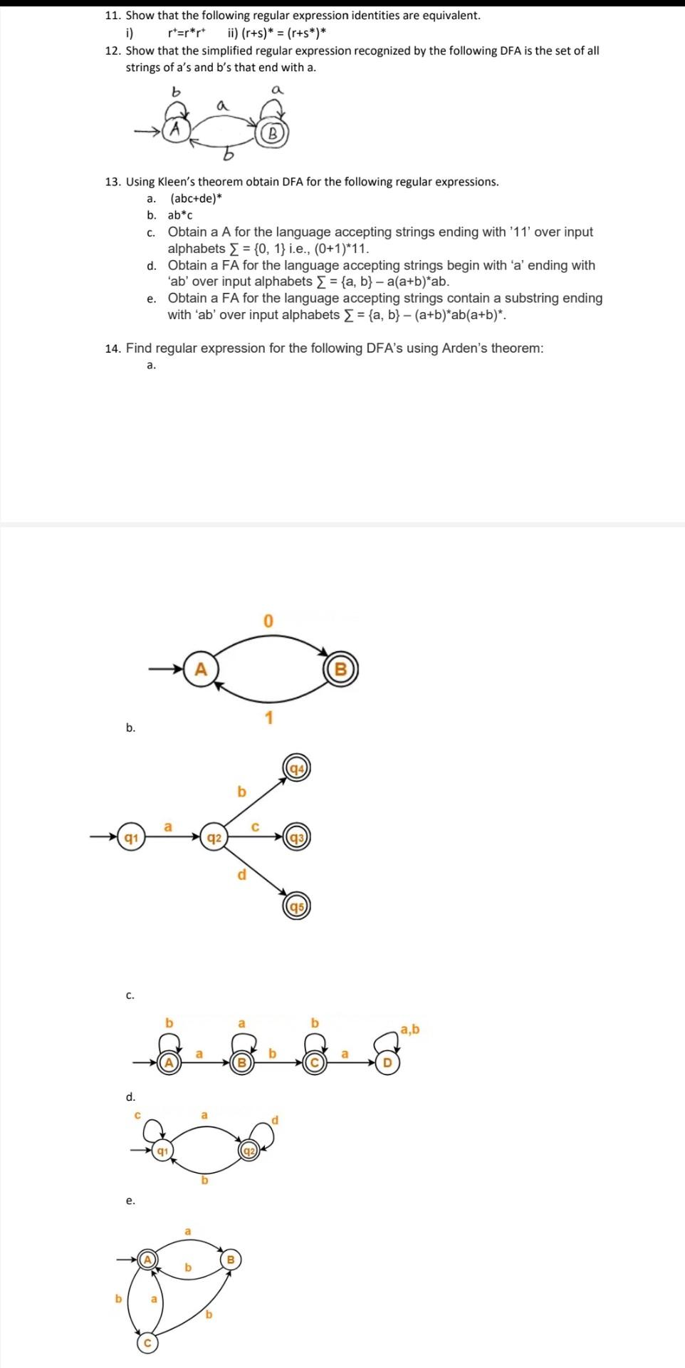 Solved 11. Show that the following regular expression | Chegg.com