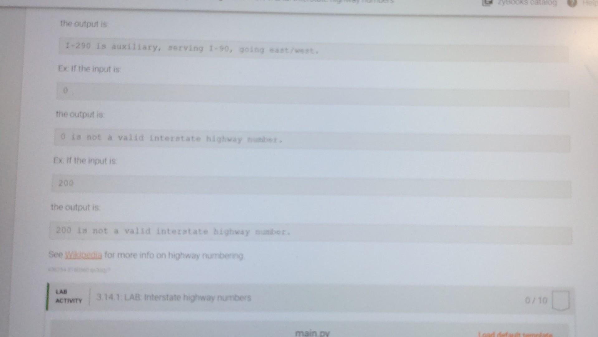 Solved 3.14 LAB: Interstate highway numbers Primary U.S. | Chegg.com