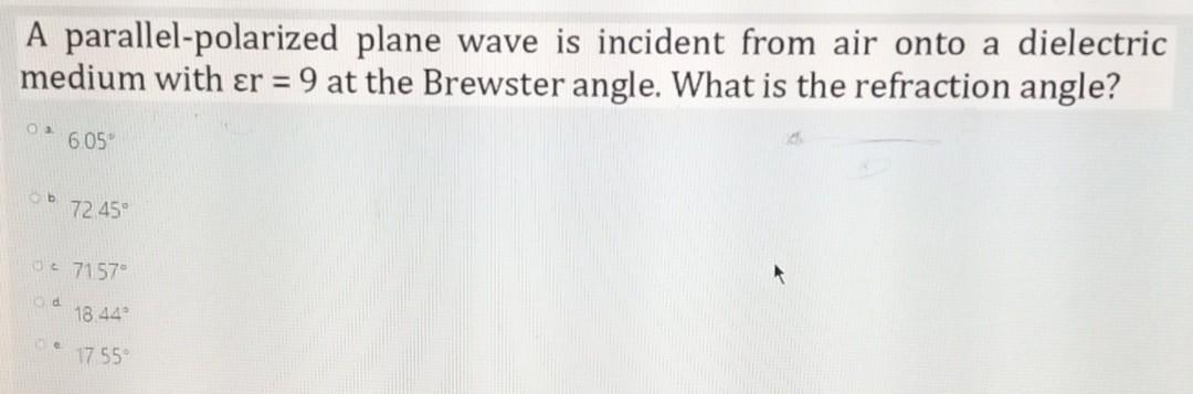 Solved A parallel-polarized plane wave is incident from air | Chegg.com