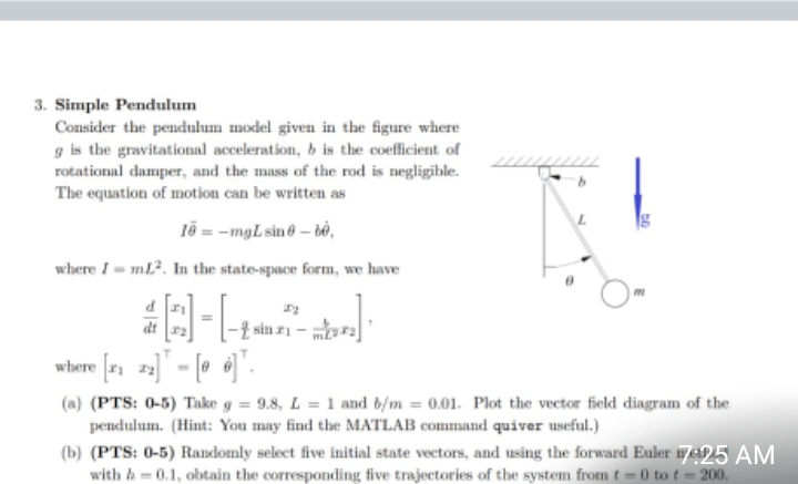 Solved Simple PendulumConsider the pendulum model given in | Chegg.com
