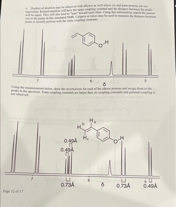 Solved c. Doublet of doublets may be observed with alkenes | Chegg.com
