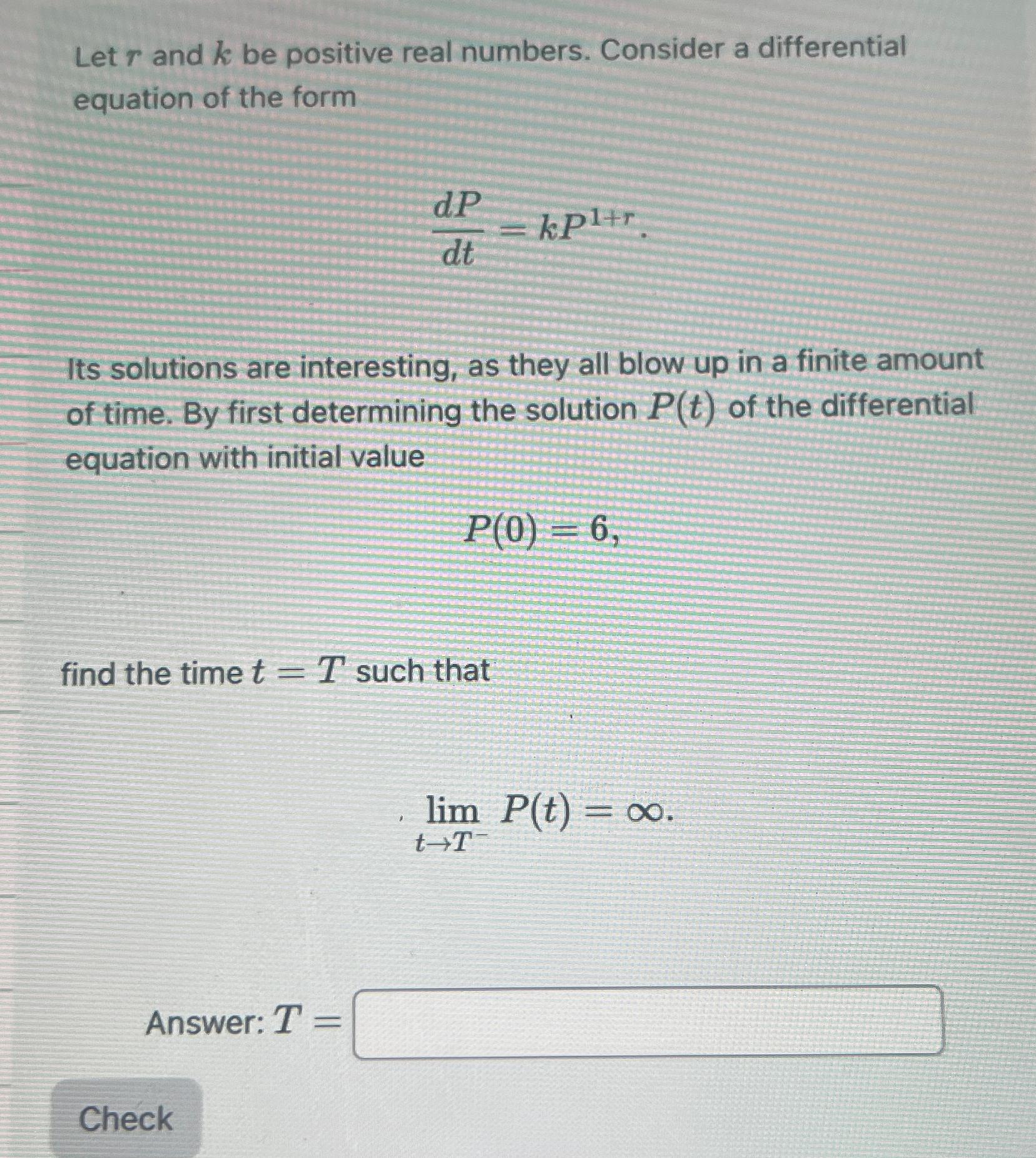 Solved Let r and k be positive real numbers. Consider a | Chegg.com