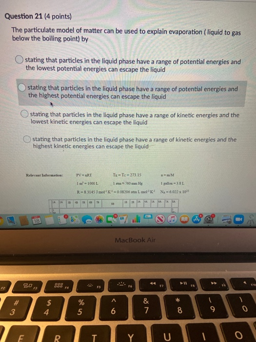 Solved Question 21 (4 points) The particulate model of | Chegg.com