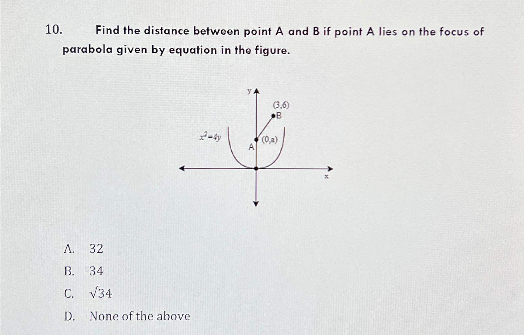 Solved Find the distance between point A and B if point A | Chegg.com
