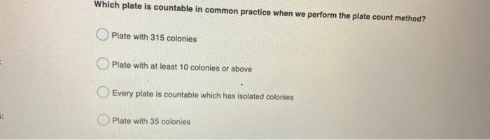 Solved Plate 1 Dilution: 1x 10- Volume Plated: 1 ml Plate 2 | Chegg.com