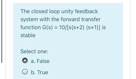 Solved The closed loop unity feedback system with the | Chegg.com