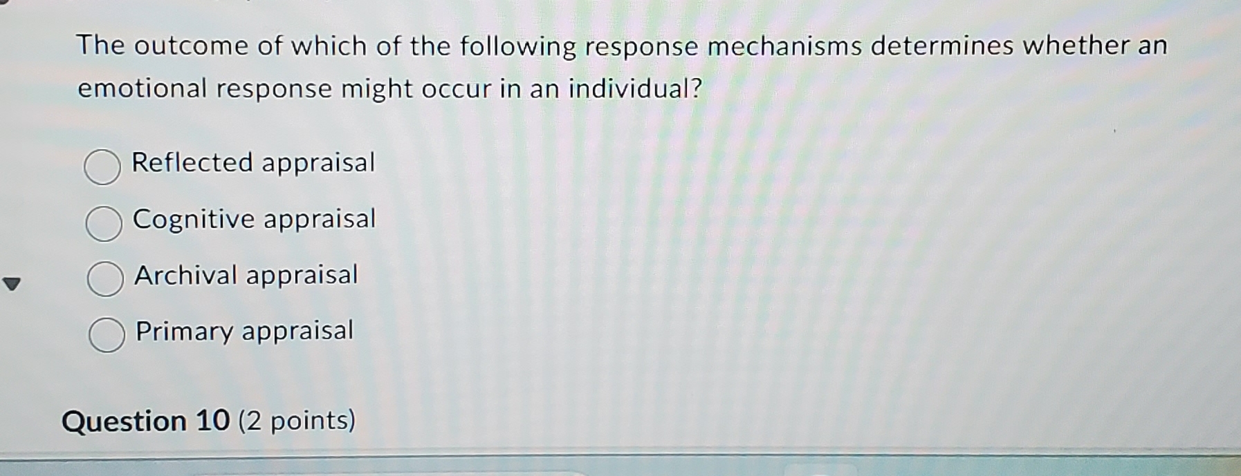Solved The outcome of which of the following response | Chegg.com