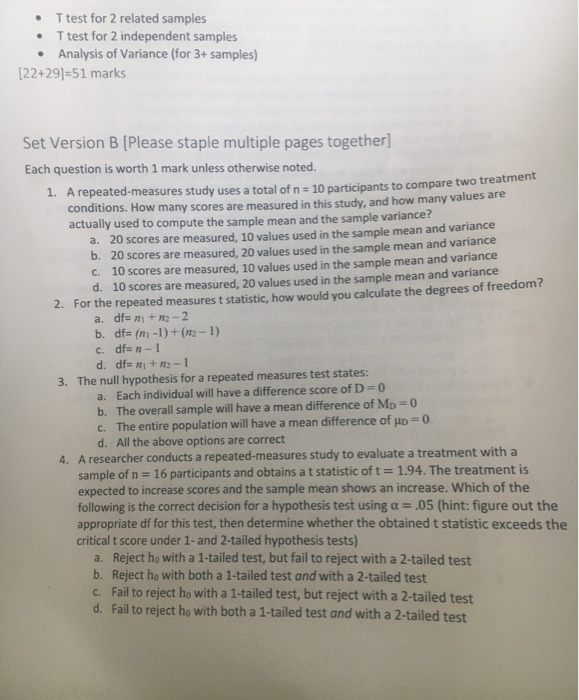 Solved • Ttest for 2 related samples • T test for 2 | Chegg.com
