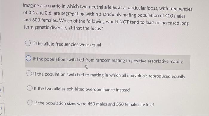 Solved Imagine a scenario in which two neutral alleles at a | Chegg.com