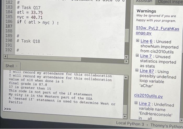 Solved - Scroll down below the \# Task Q17 command and enter | Chegg.com
