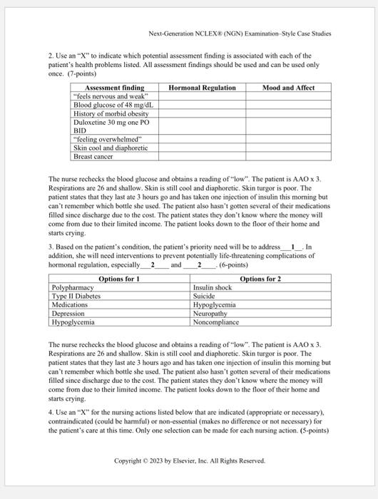 Next-Generation NCLEXo (NGN) Examination-Style Case | Chegg.com