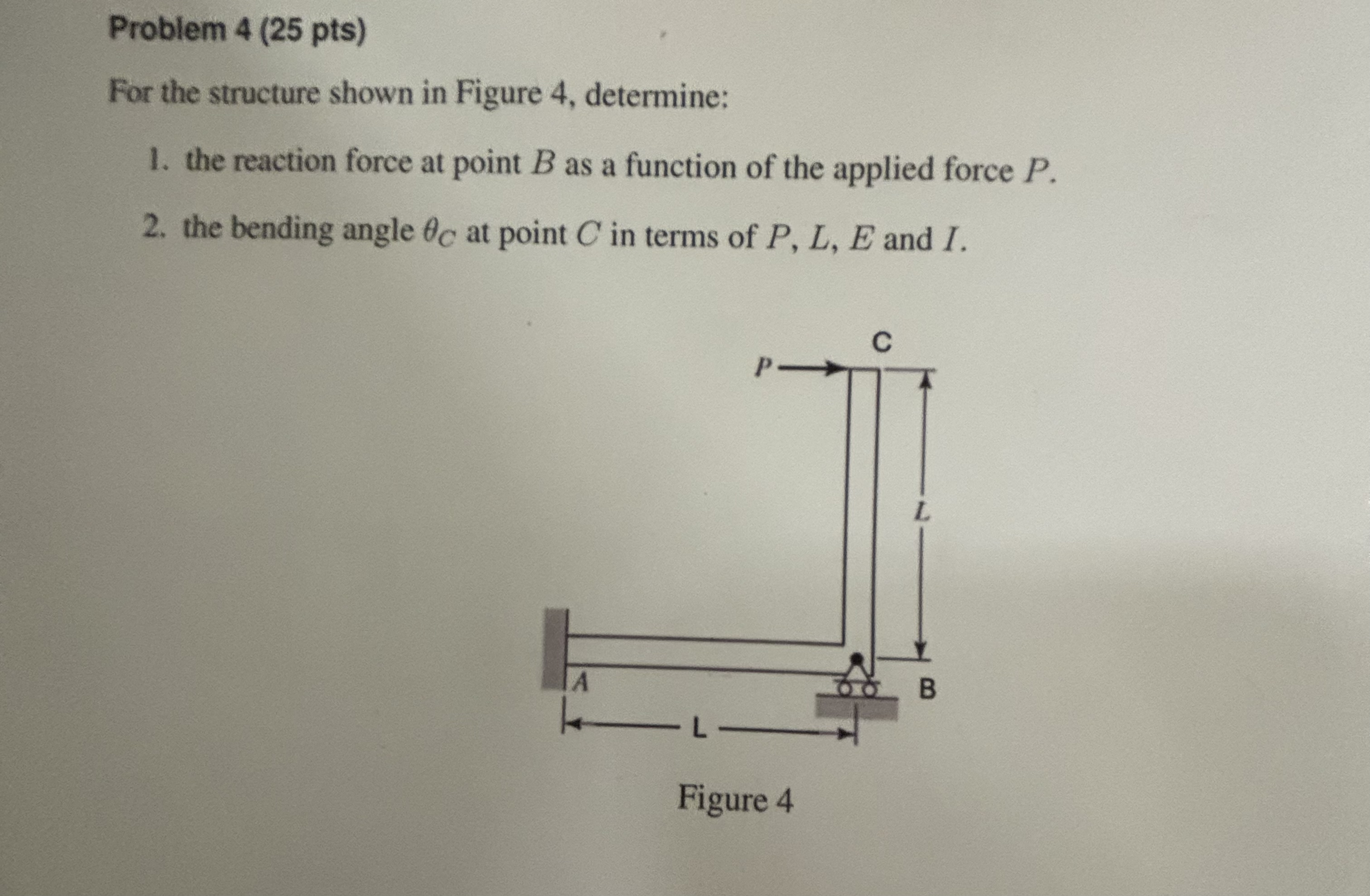 Solved Problem 4 ( 25 ﻿pts)For the structure shown in Figure | Chegg.com