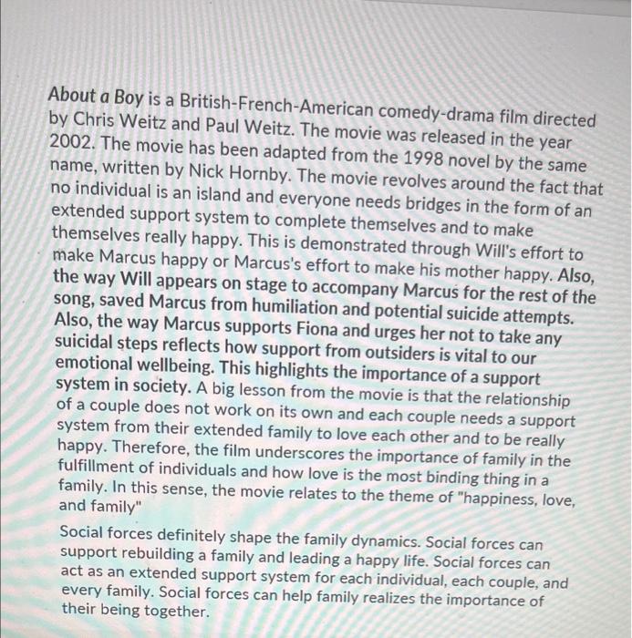 Does the story remind you of events, people, | Chegg.com