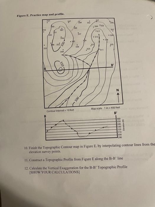 Figure E. Practice map and profile. 10. Finish the | Chegg.com