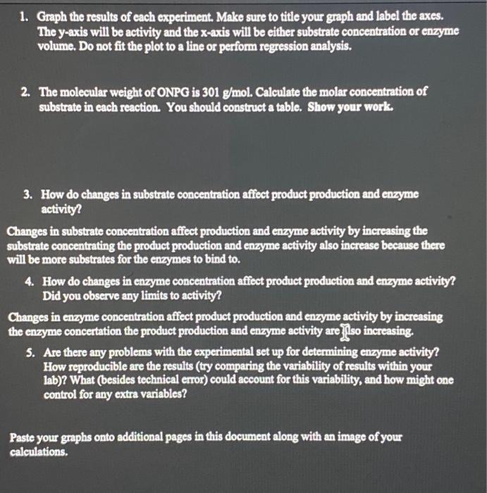 Solved Table 41. Graph the results of each experiment. Make | Chegg.com