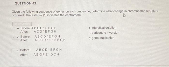 Solved Given the following sequence of genes on a | Chegg.com